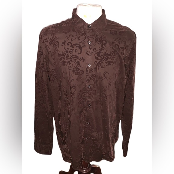 Vintage Italia | Tops | Vintage Italia Button Down Brown With Velour ...
